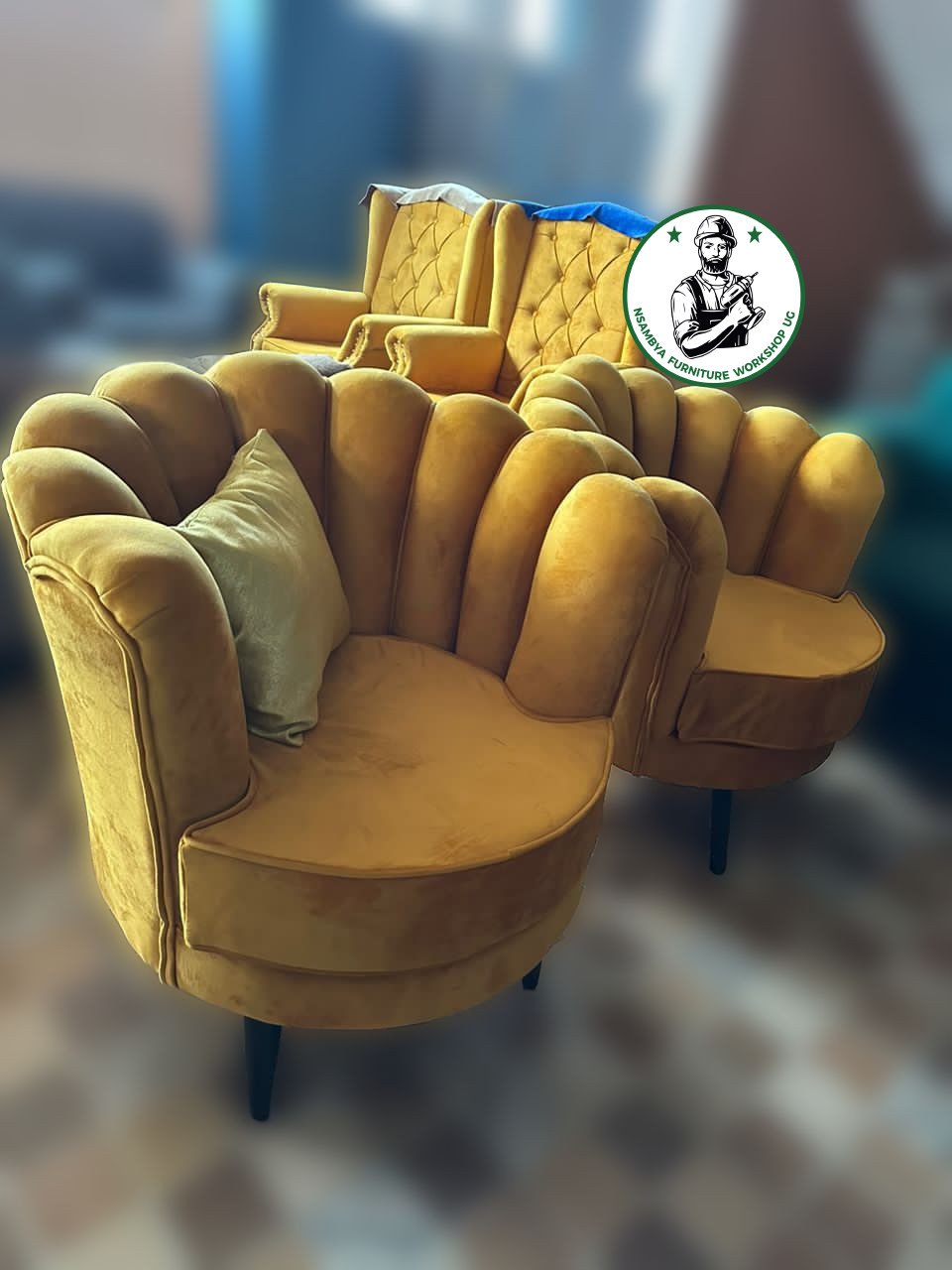 7 Seater Tufted Sofa Set - Nsambya Furniture Workshop Ug